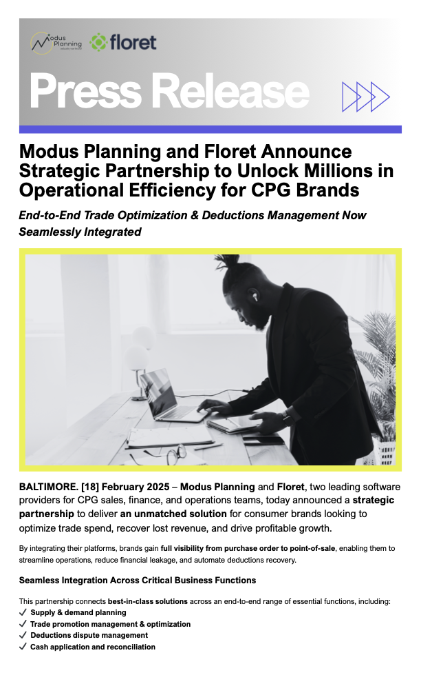 Modus Planning & Floret Announce Game-Changing Partnership for CPG Brands